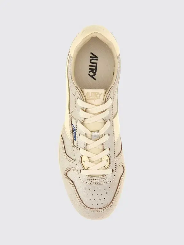 AUTRY Windspin Sneakers In Laminated Leather - Silver