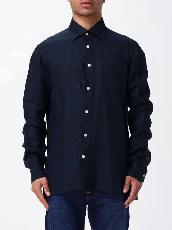 Kiton Long-sleeved Linen Shirt With Classic Pointed Collar