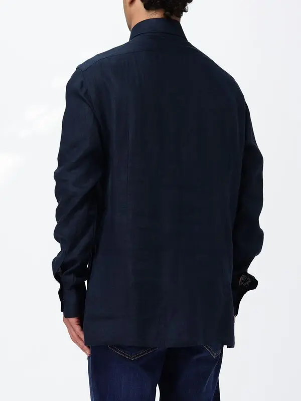 Kiton Long-sleeved Linen Shirt With Classic Pointed Collar