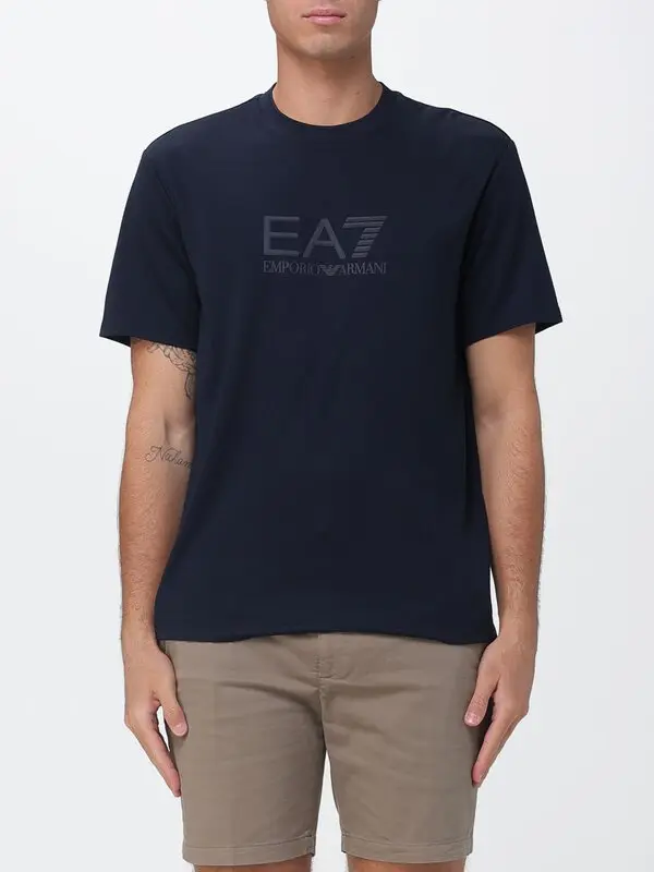 EA7 Cotton T-shirt With Logo - Navy