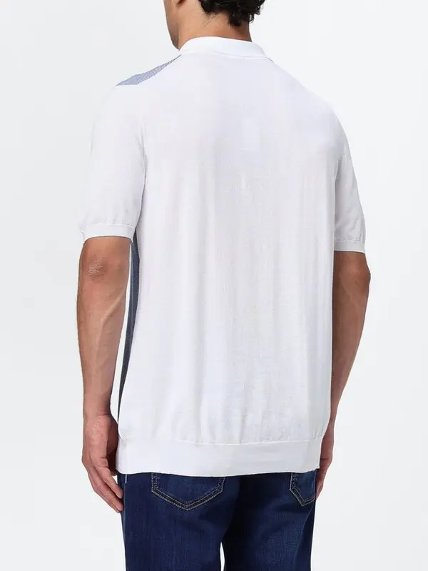 Kiton Bi Abstract Print Cotton Zip Polo With Short Sleeves