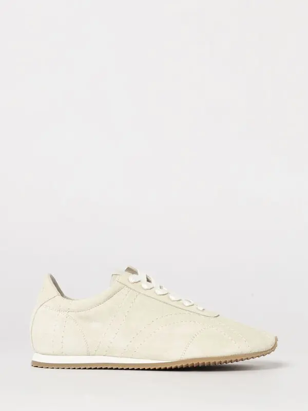 TOTEME Flex Quilted Suede Sneakers - Beige