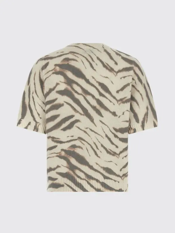 GANNI Zebra-print Short-sleeved Wool Sweater