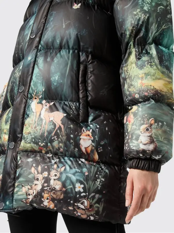 Philipp Plein Fairy" Printed Nylon Down Jacket With Fur Hood Trim
