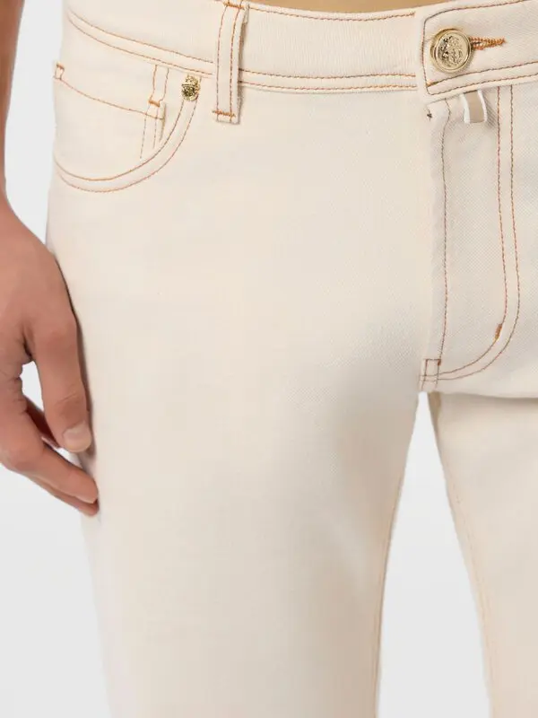 BILLIONAIRE Straight Leg Cotton Denim Jeans - Beige
