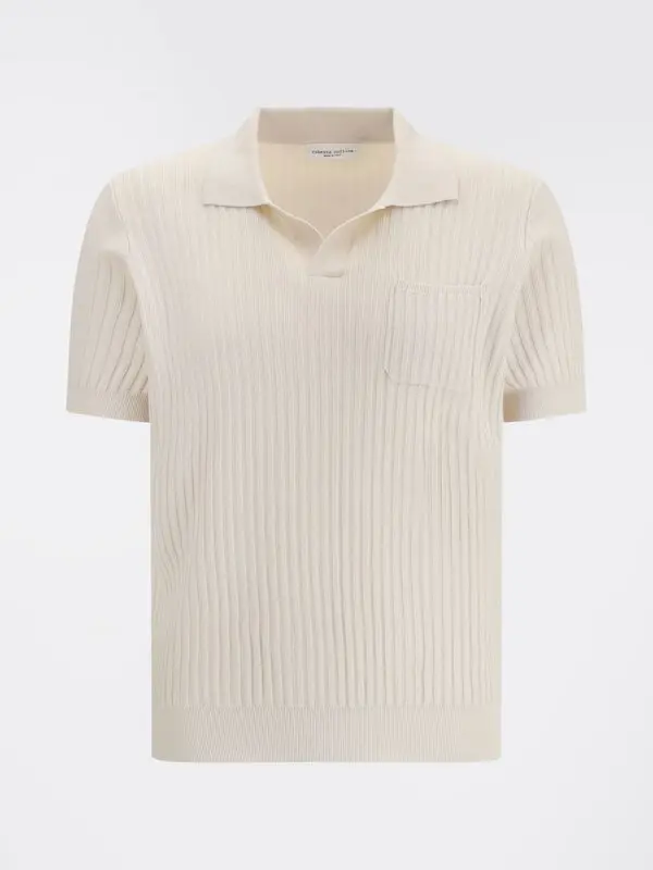 ROBERTO COLLINA Knitted Polo Shirt - Ecru