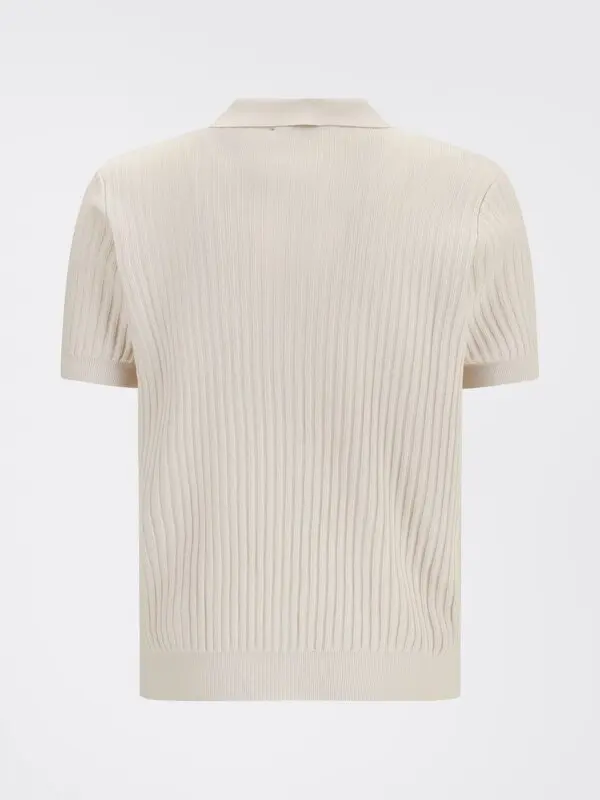 ROBERTO COLLINA Knitted Polo Shirt - Ecru