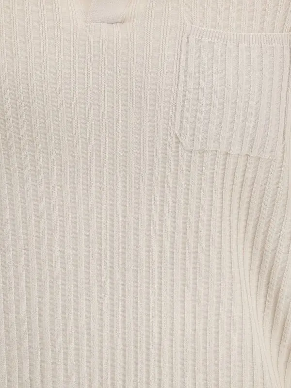 ROBERTO COLLINA Knitted Polo Shirt - Ecru