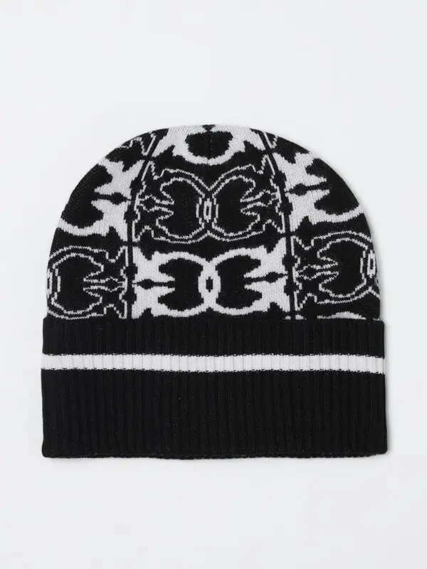 Pinko Beanie With Monogrammed Pattern - Black