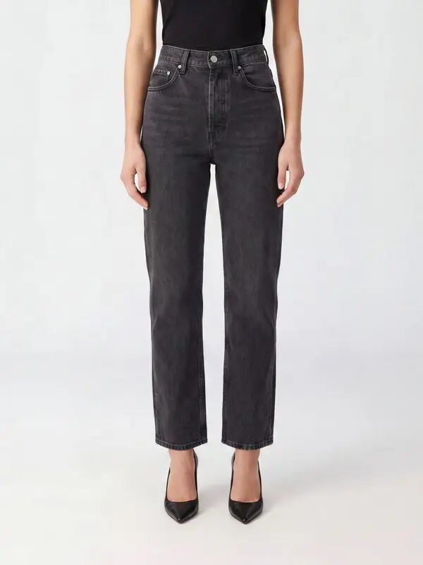 ANINE BING Jane High-waisted Cropped Jeans In Stretch Denim - Grey
