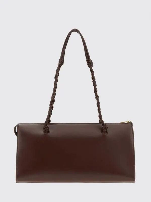 JIL SANDER Large Tangle Calfskin Leather Shoulder Bag With Braided Handle - Brown