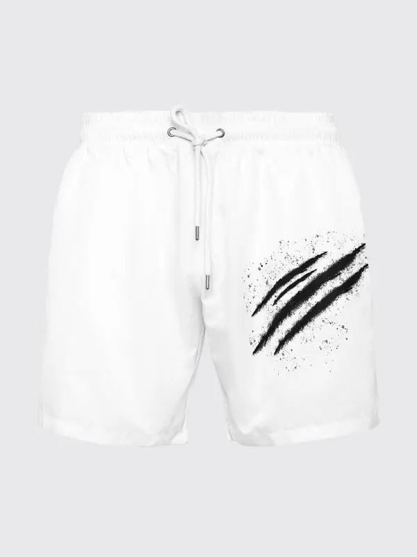 PLEIN SPORT Printed Technical Fabric Swim Trunks - White