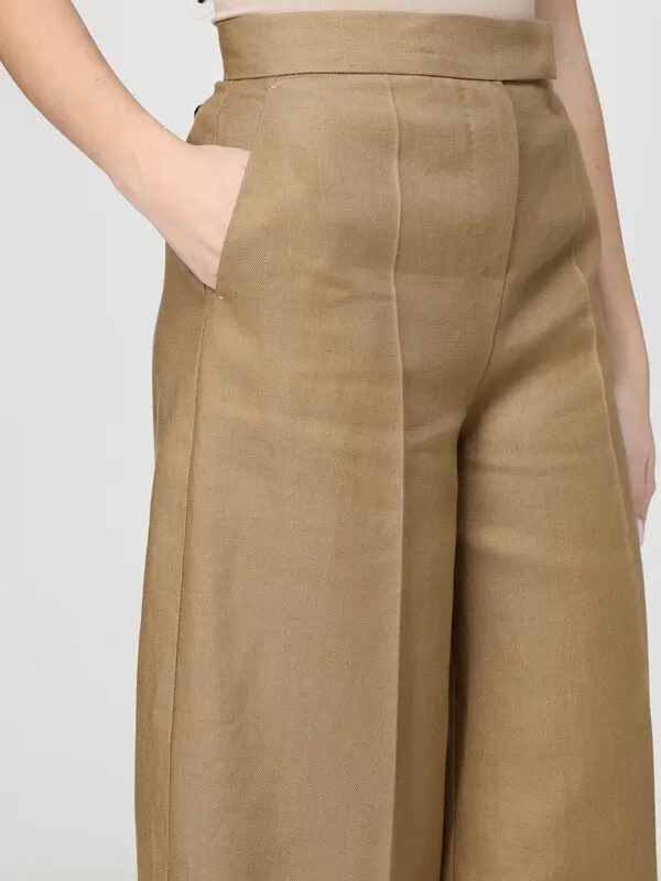 Max Mara Badesse Palazzo Linen Trousers - Beige