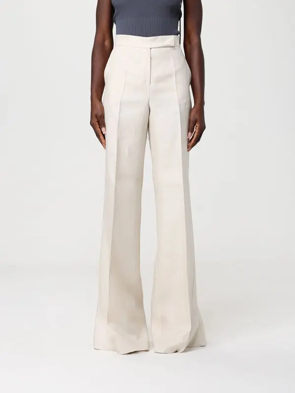 Max Mara Badesse Palazzo Linen Trousers - Cream