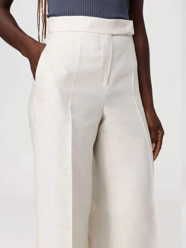 Max Mara Badesse Palazzo Linen Trousers - Cream