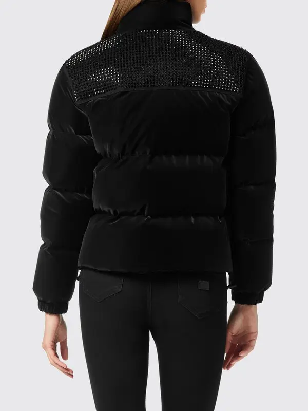 Philipp Plein Velvet Down Jacket With Rhinestone Embellishments