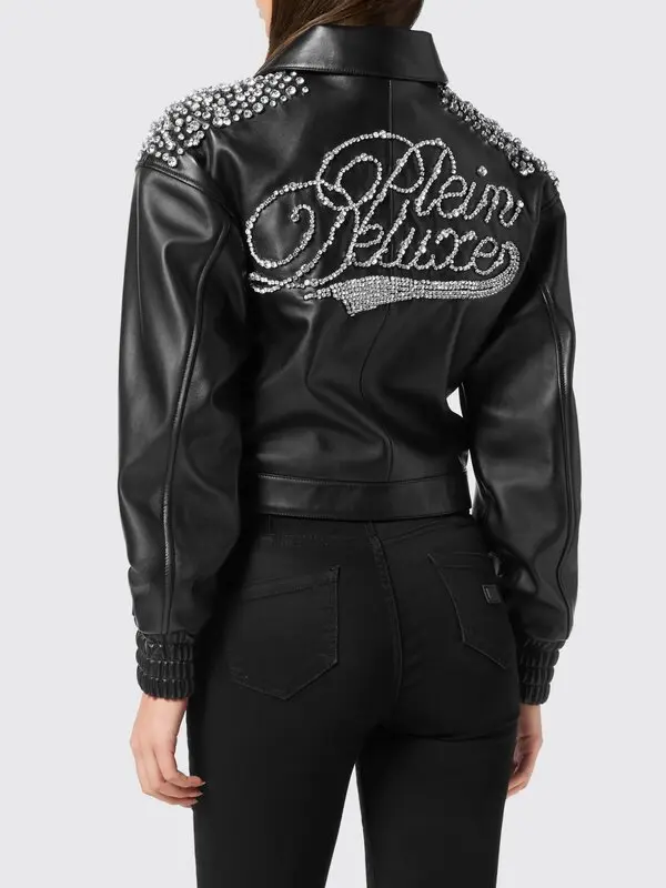 Philipp Plein Embellished Leather Cropped Jacket