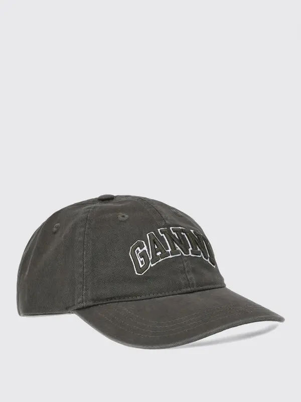 GANNI Embroidered Logo Cap - Green