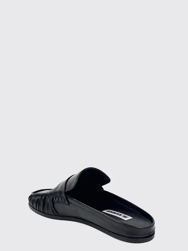 JIL SANDER Square-toe Ruched Leather Mules With Low Heel