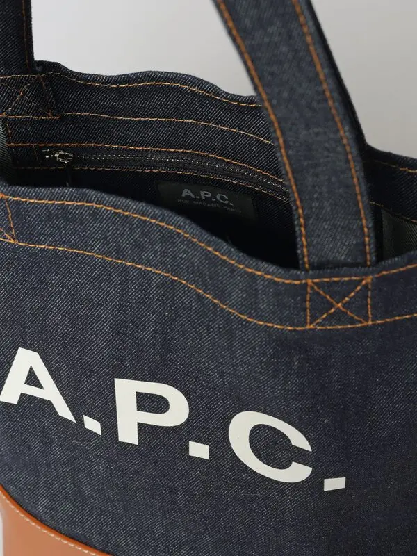 A.p.c. Alex Tote Denim And Leather Shoulder Bag