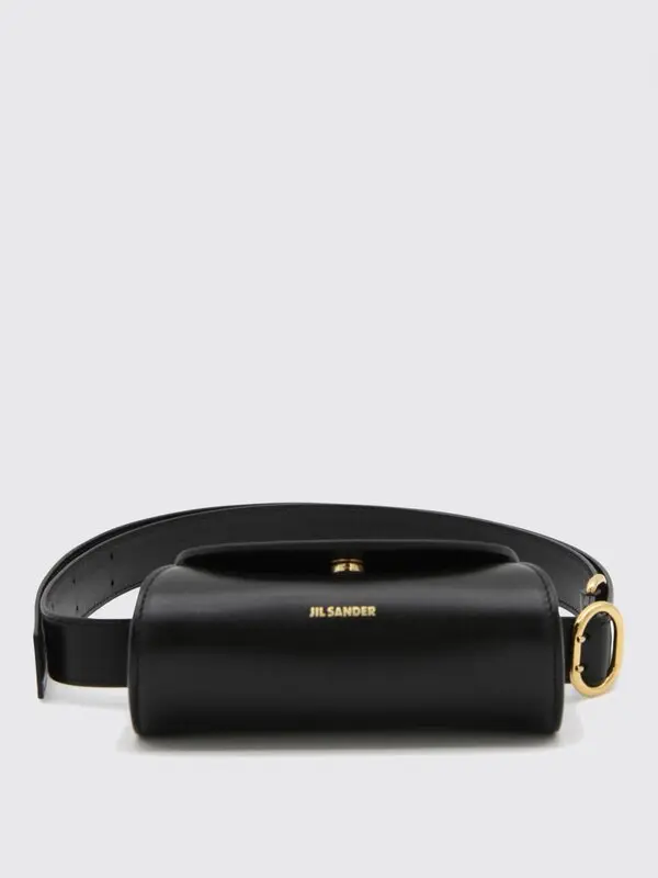 JIL SANDER Small Cannolo Shoulder Bag In Smooth Calfskin Leather - Black