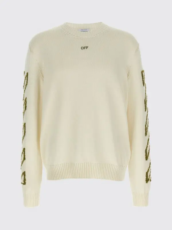 Off-White Cotton Logo Crewneck Pullover - Beige