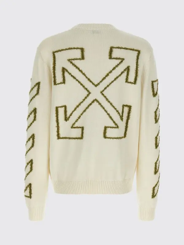 Off-White Cotton Logo Crewneck Pullover - Beige