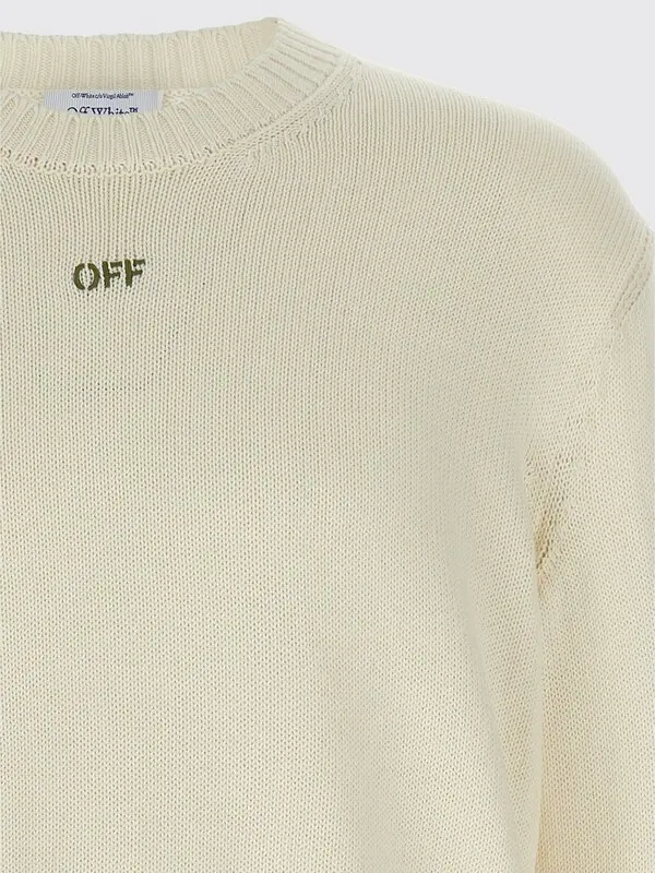 Off-White Cotton Logo Crewneck Pullover - Beige