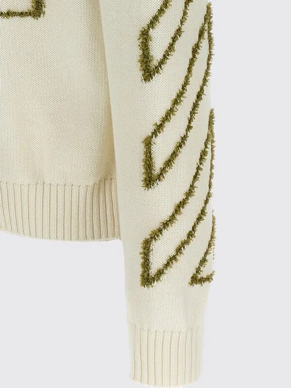 Off-White Cotton Logo Crewneck Pullover - Beige