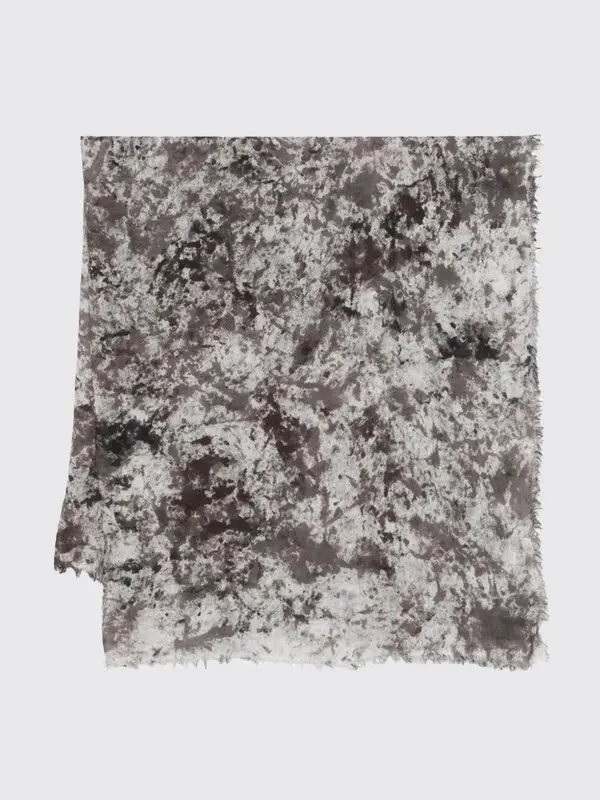 Avant Toi Abstract Camouflage Linen Blend Scarf - Earth