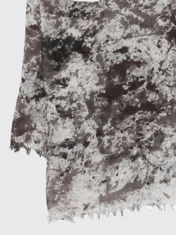 Avant Toi Abstract Camouflage Linen Blend Scarf - Earth