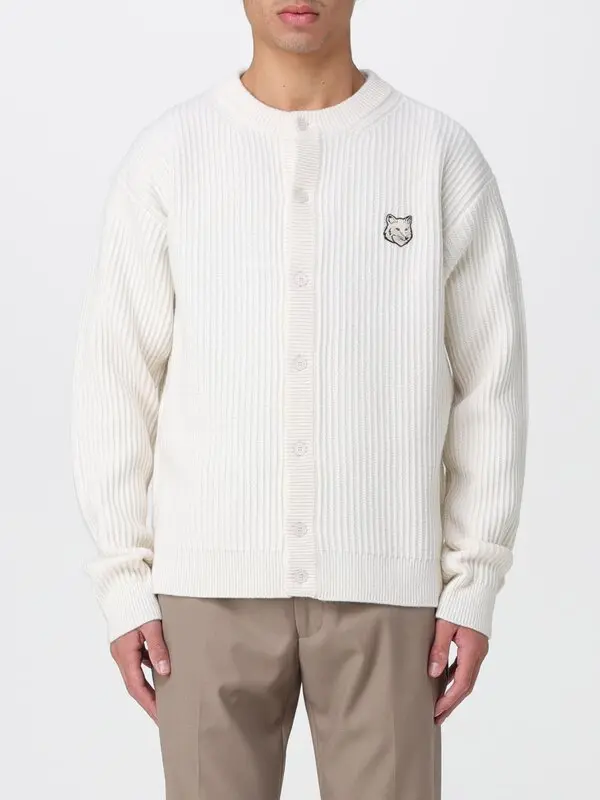 Maison Kitsuné Ribbed Cardigan With Embroidered Fox Detail