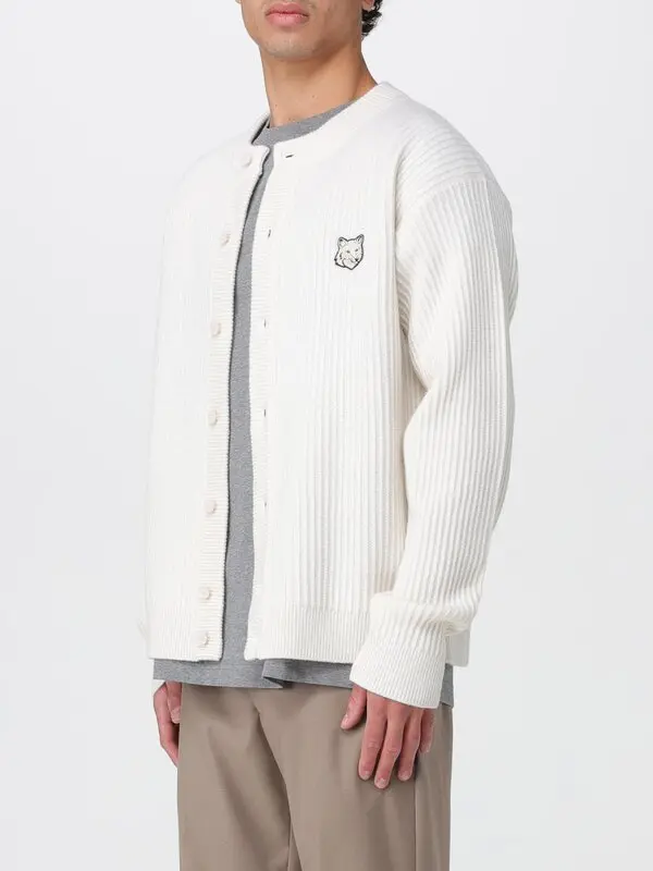 Maison Kitsuné Ribbed Cardigan With Embroidered Fox Detail