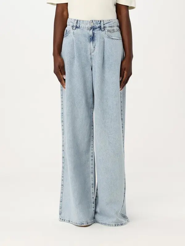 Karl Lagerfeld Pleated Wide-leg Jeans