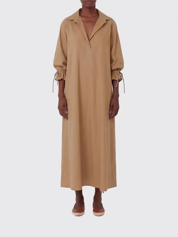 Max Mara Midi Cotton Chemisier Dress - Beige