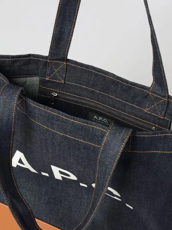 A.p.c. Alex Tote Denim And Leather Shoulder Bag