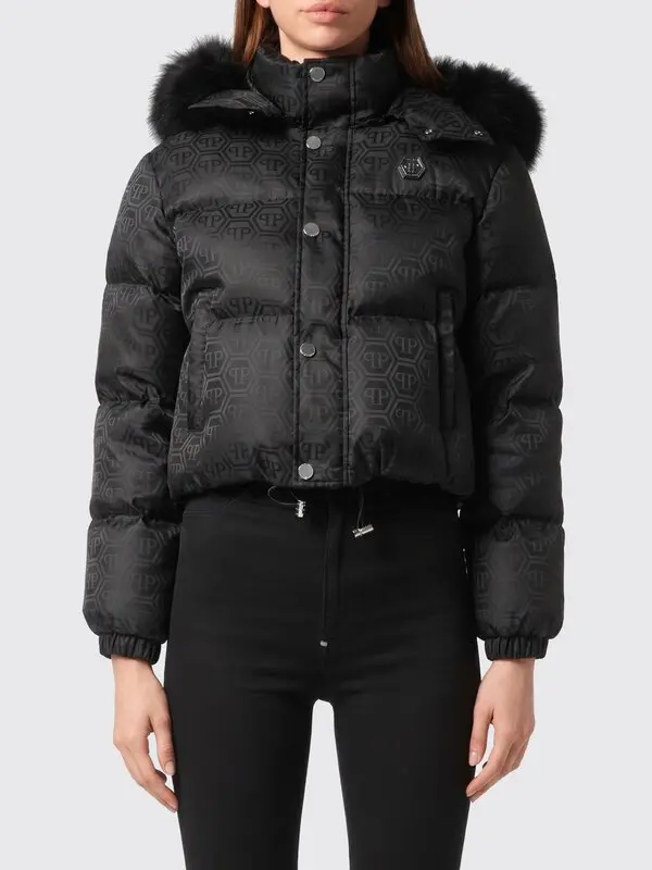 Philipp Plein Nylon Quilted Down Jacket With Monogram Pattern