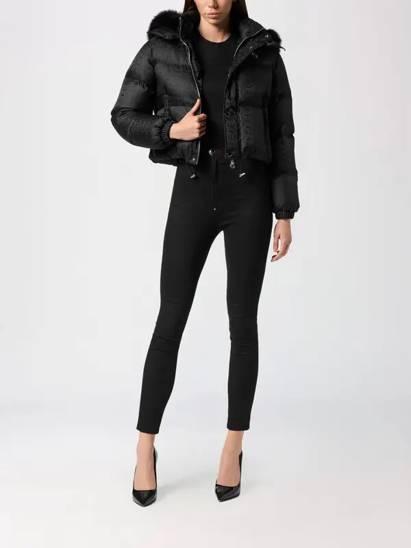 Philipp Plein Nylon Quilted Down Jacket With Monogram Pattern