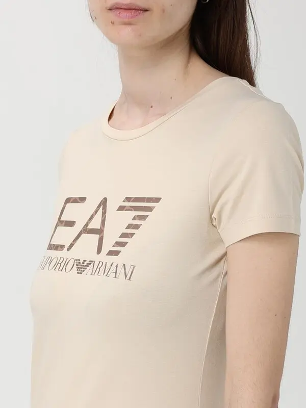 EA7 Cotton T-shirts With Rhinestone Logo