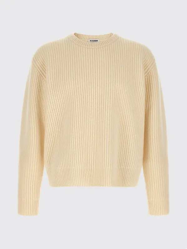 JIL SANDER Long-sleeved Crewneck Sweater In Pure Wool - White