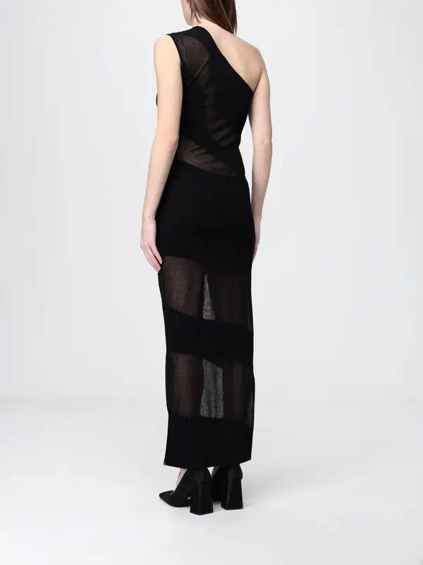 Federica Tosi Asymmetrical One-shoulder Sheer Knit Maxi Dress