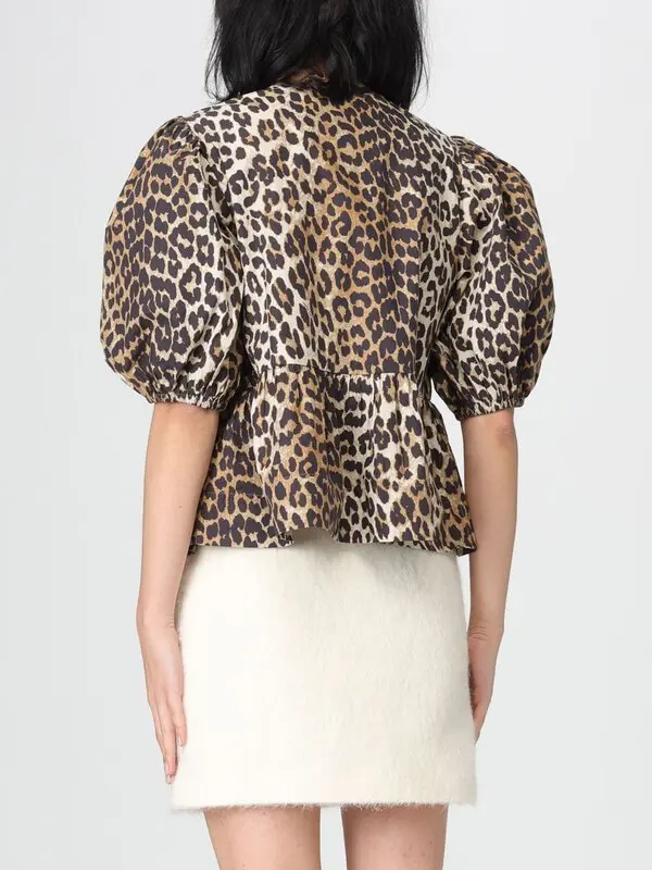 GANNI Leopard Print Peplum Top