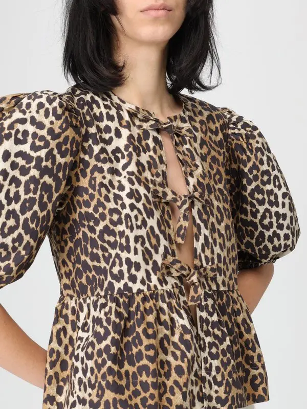 GANNI Leopard Print Peplum Top