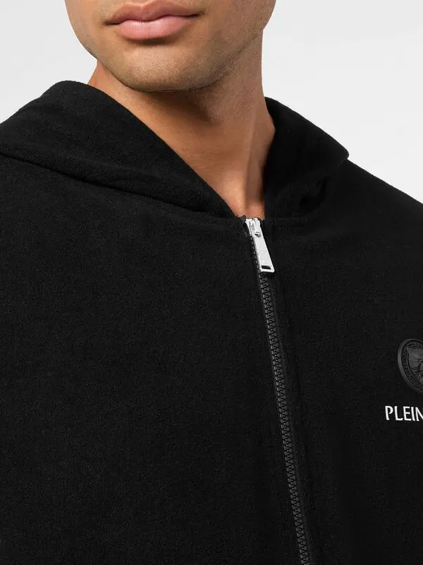 PLEIN SPORT Zip-up Hoodie With Logo Detail - Black
