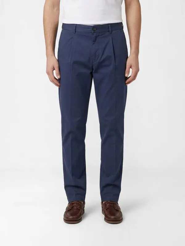 Eleventy Linen Blend Chino Trousers - Blue