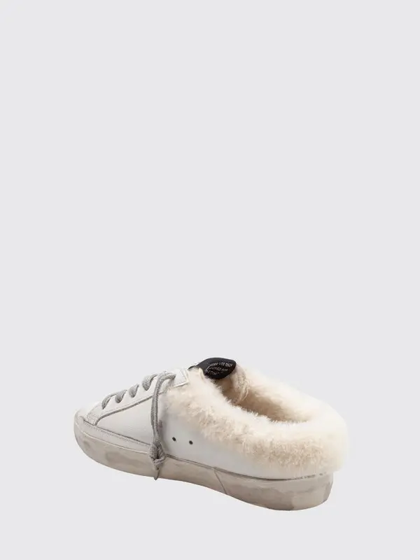 GOLDEN GOOSE Super-star Sabot Leather Sneakers With Glitter Star Detailing