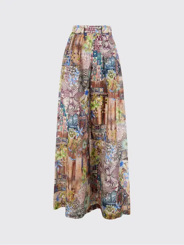 Momoni Palazzo Trousers In Printed Silk - Multicolor