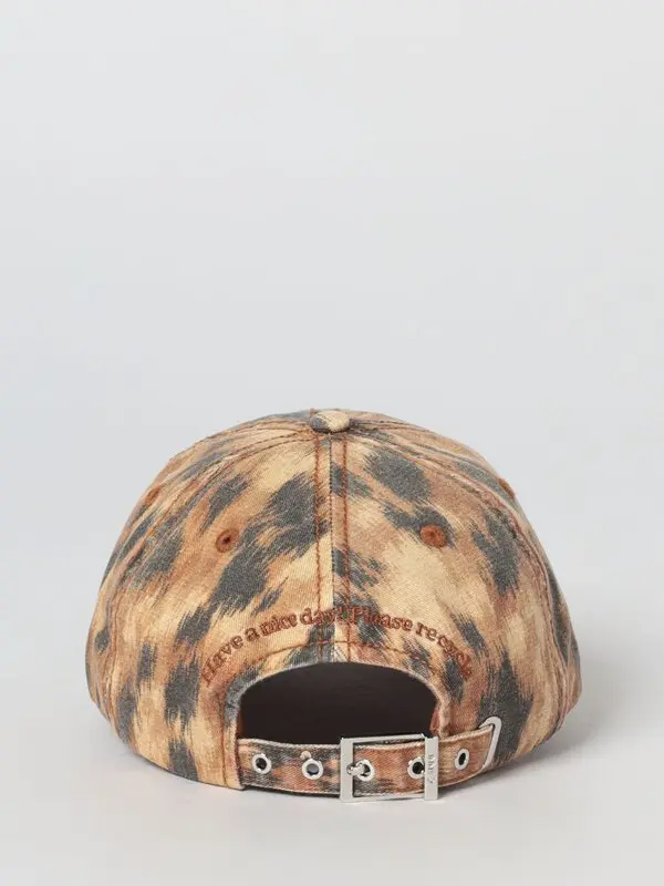 GANNI Animal Print Organic Cotton Baseball Cap