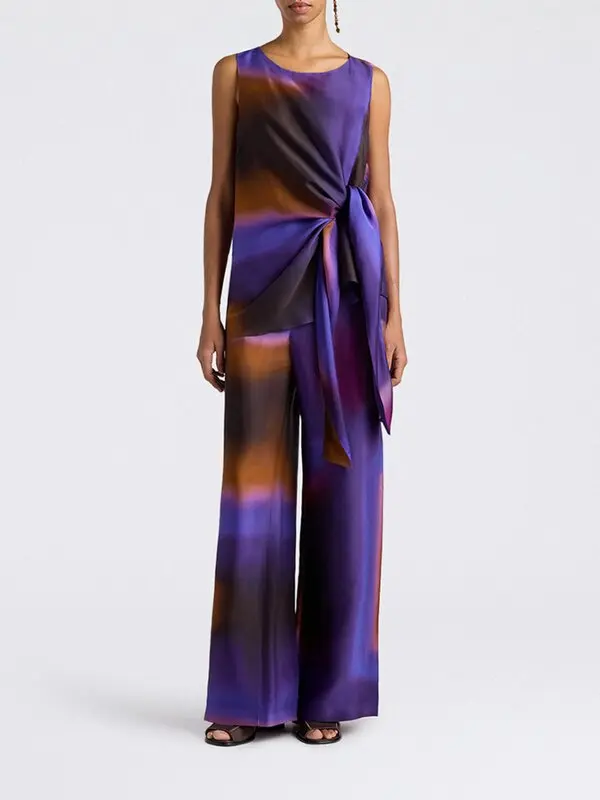 Momoni Sleeveless Viscose Top With Abstract Print And Draped Detail