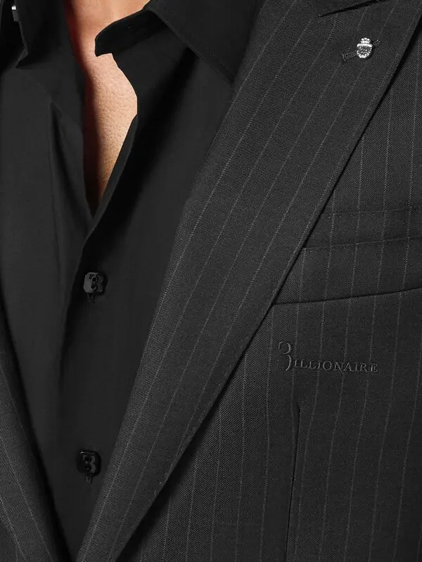 BILLIONAIRE Pinstriped Single-breasted Blazer - Black